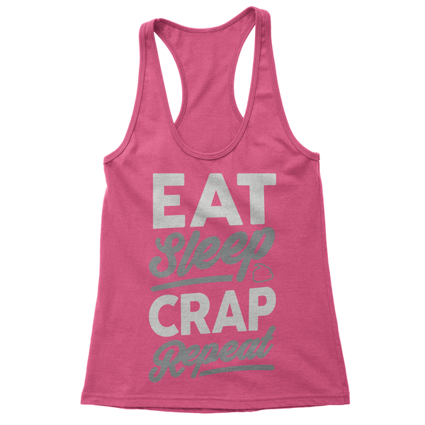 Eat Sleep Crap Repeat Racerback Pink Tank Top (White/Grey) – Crappy Kids